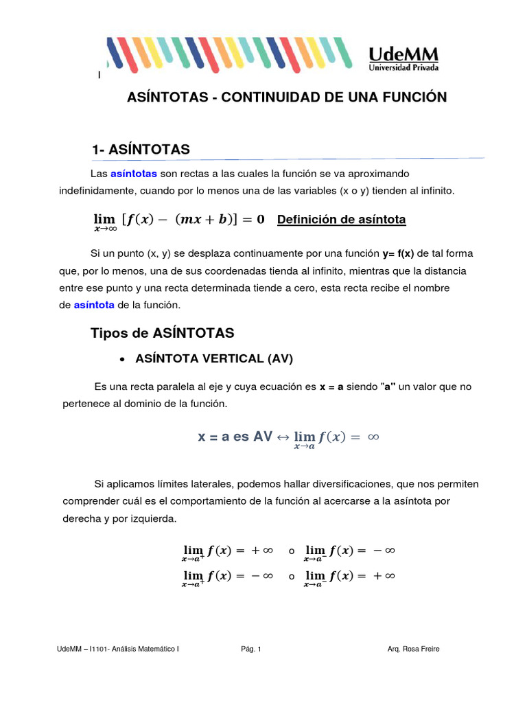 Asintotas y Continuidad | PDF | Asíntota | Función continua