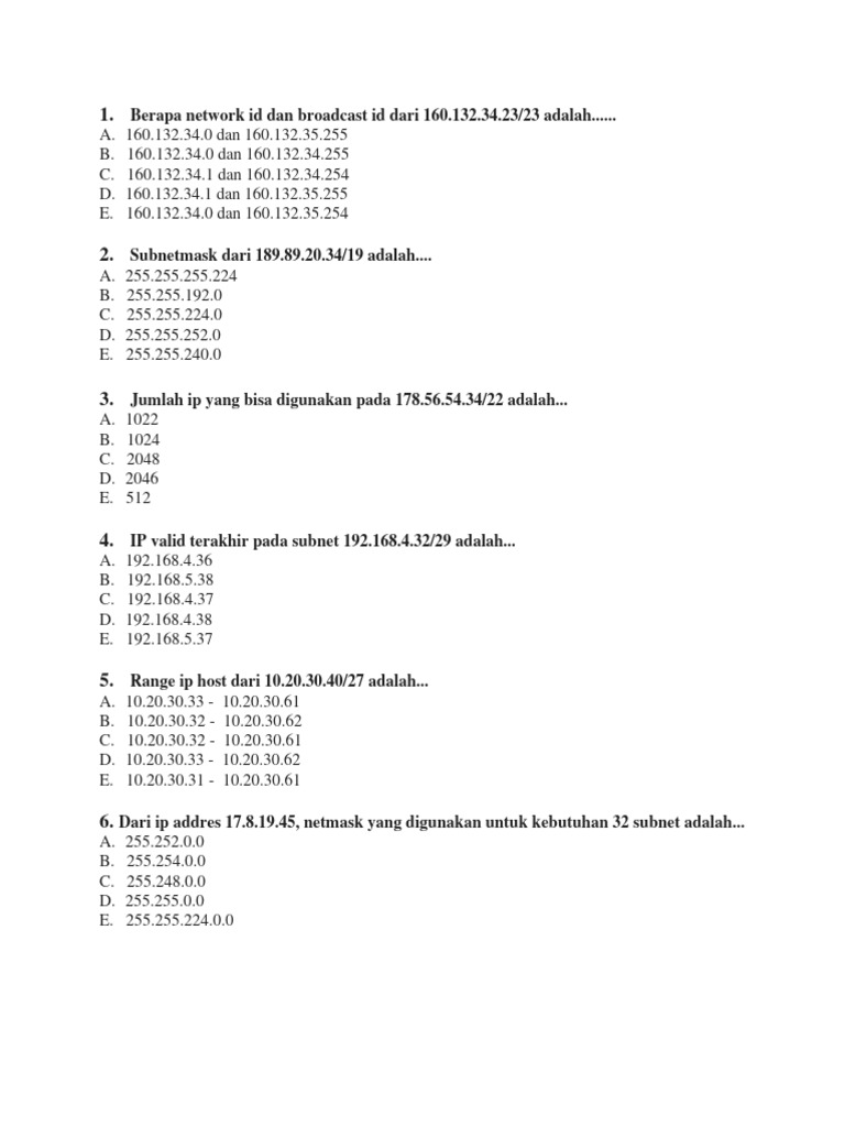 Penghitungan dan Subnetting IP Address | PDF | Komputer | Teknologi ...