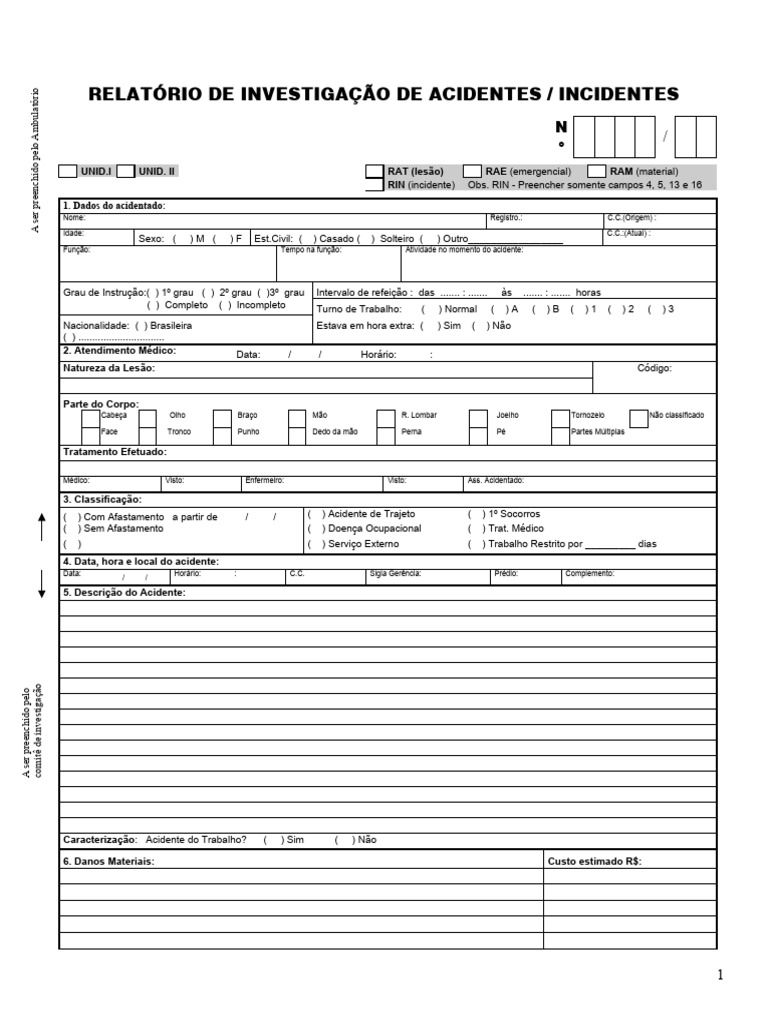 Relatorio de Investigação de Acidentes Incidentes | PDF