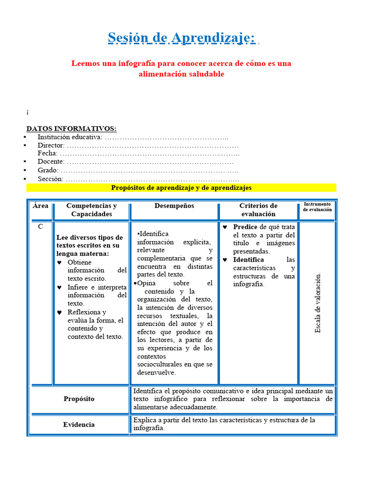 6° Día 1 Com Semana 2 Leemos Una Infografía para Conocer Acerca de Cómo Es Un Alimento Saludable ...