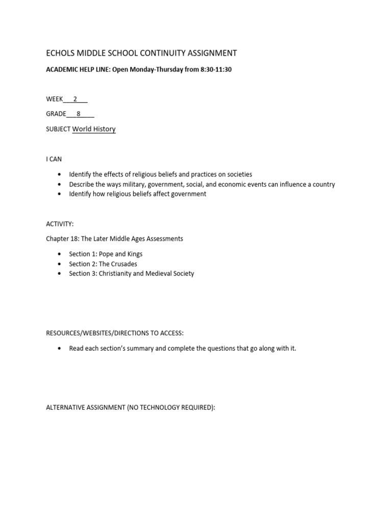 Europe Middle Ages Worksheets | PDF | Crusades | Pope