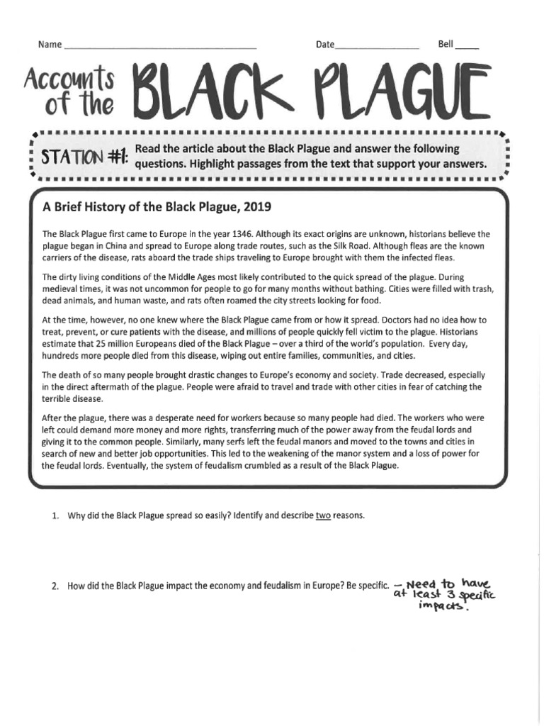 Black Death Source Activity | PDF
