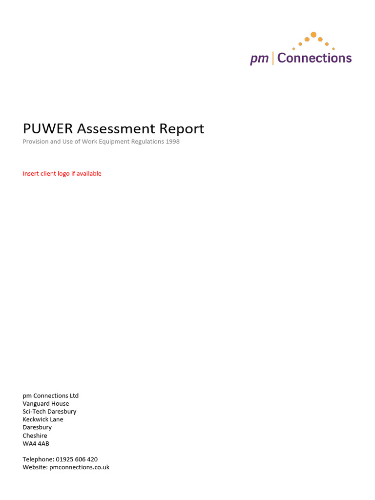 PUWER Assessment Template 2020 | PDF | Occupational Safety And Health ...