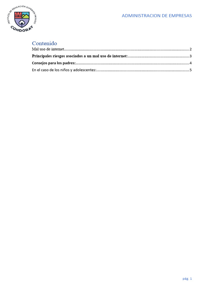 El Mal Uso Del Internet | PDF | Internet | Adolescencia