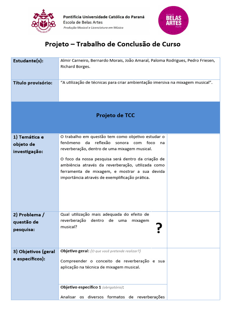 Projeto TCC PUC 2024 - Rich | PDF | Som | Método científico