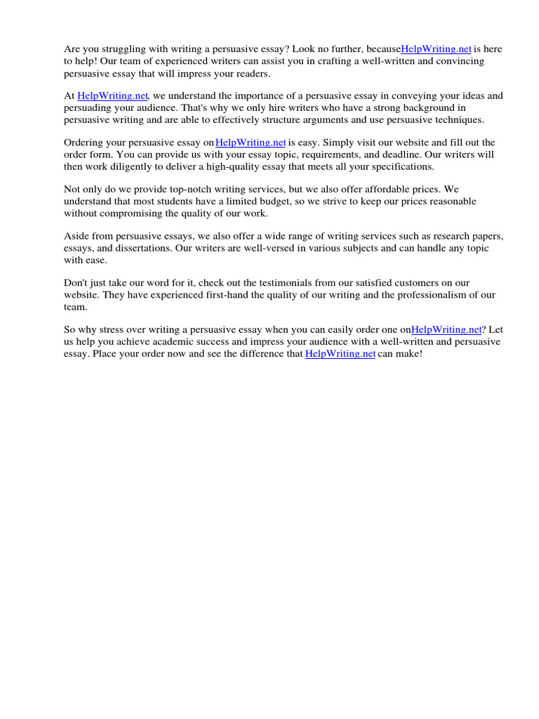 Order Your Persuasive Essay On | PDF | Essays | Persuasion