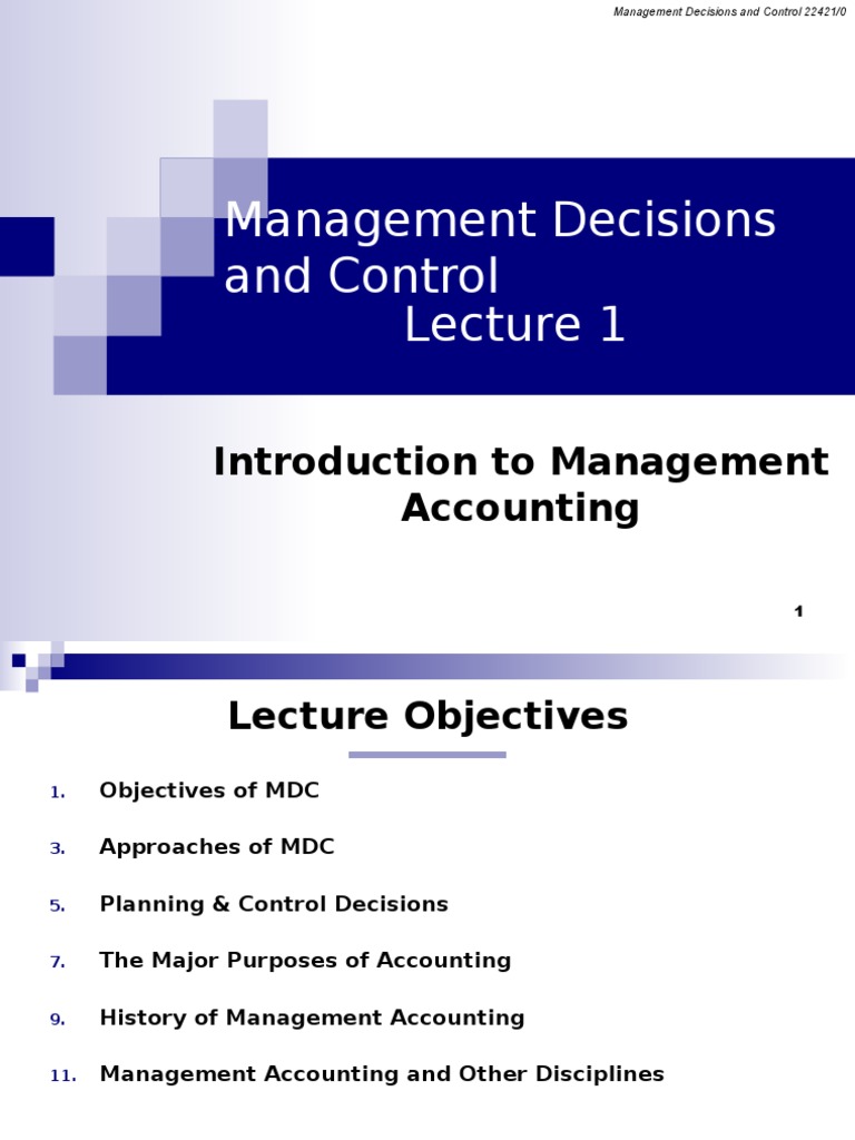 MDC Lecture 1 | PDF | Management Accounting | Cost Accounting