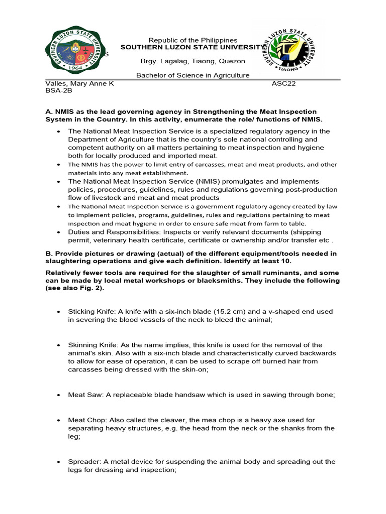 NMIS Role in Meat Inspection & Tools | PDF | Knife | Blade