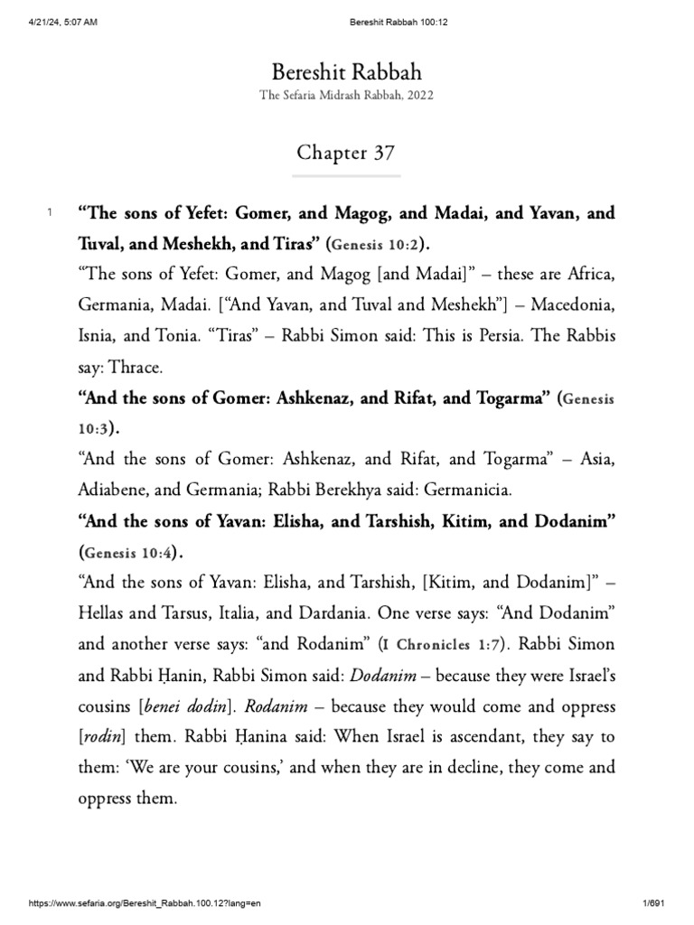 Bereshit Rabbah 100 - 12 | PDF | Abraham | Old Testament Books