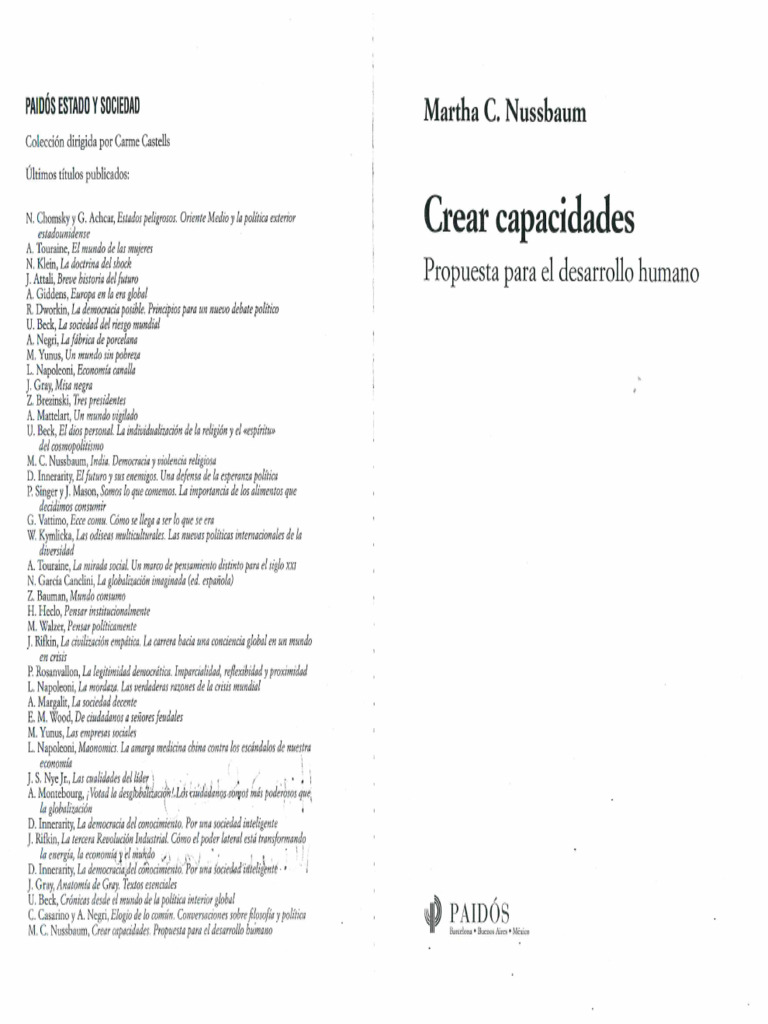Crear Capacidades. M. Nussbaum | PDF