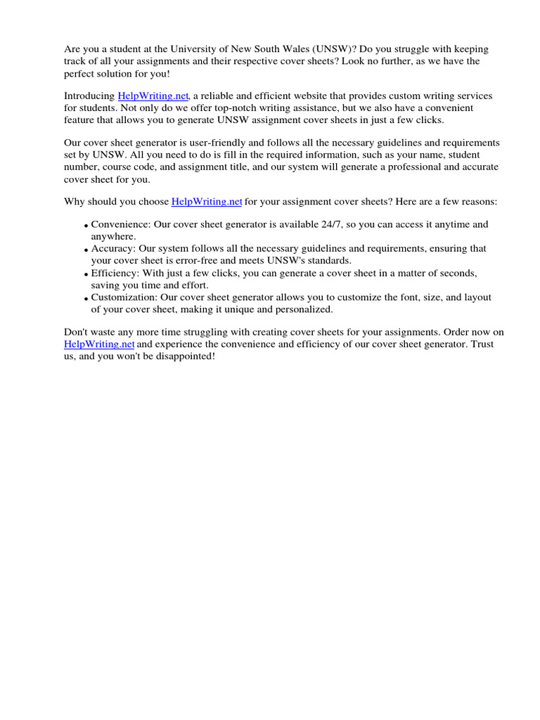 Unsw Assignment Cover Sheet | PDF | Human Communication | Computing