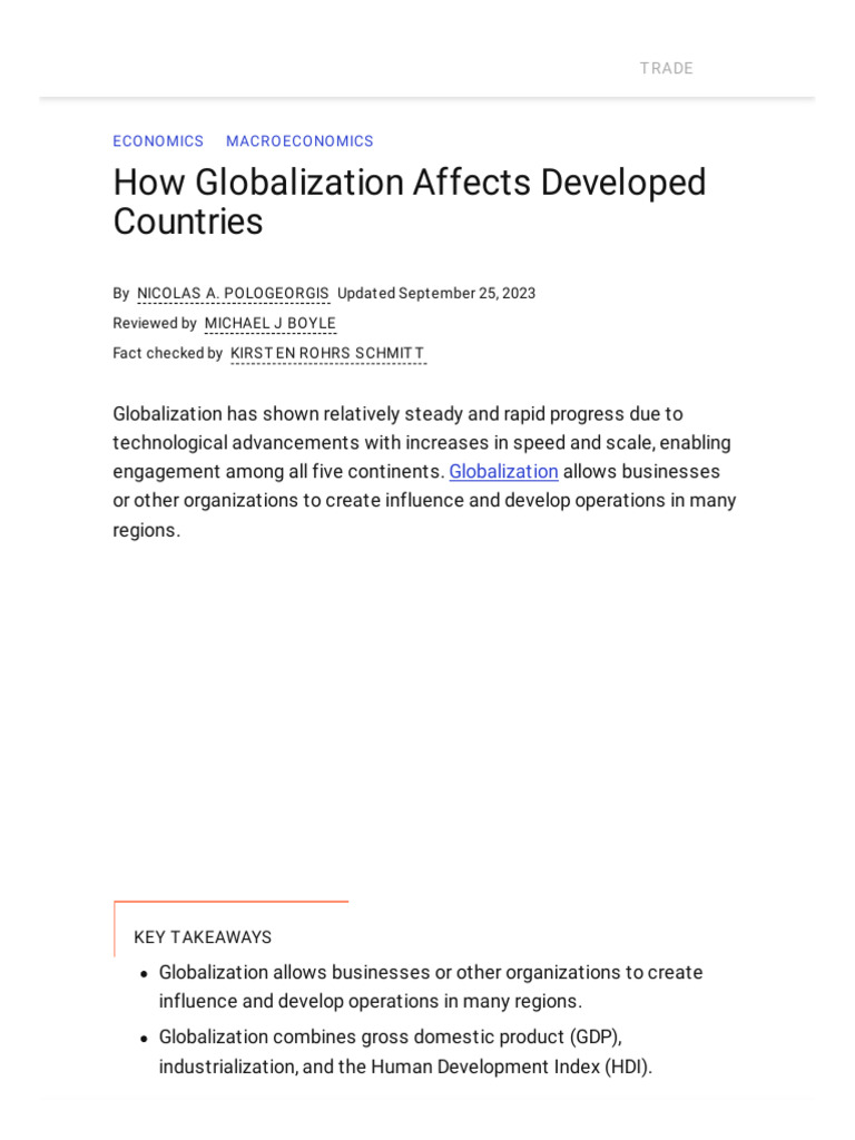 How Globalization Affects Developed Countries | PDF | Globalization ...