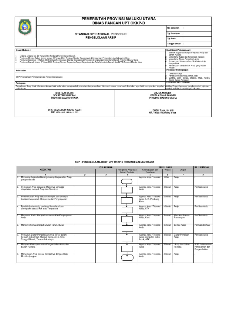 Sop Pengelolaan Arsip | PDF