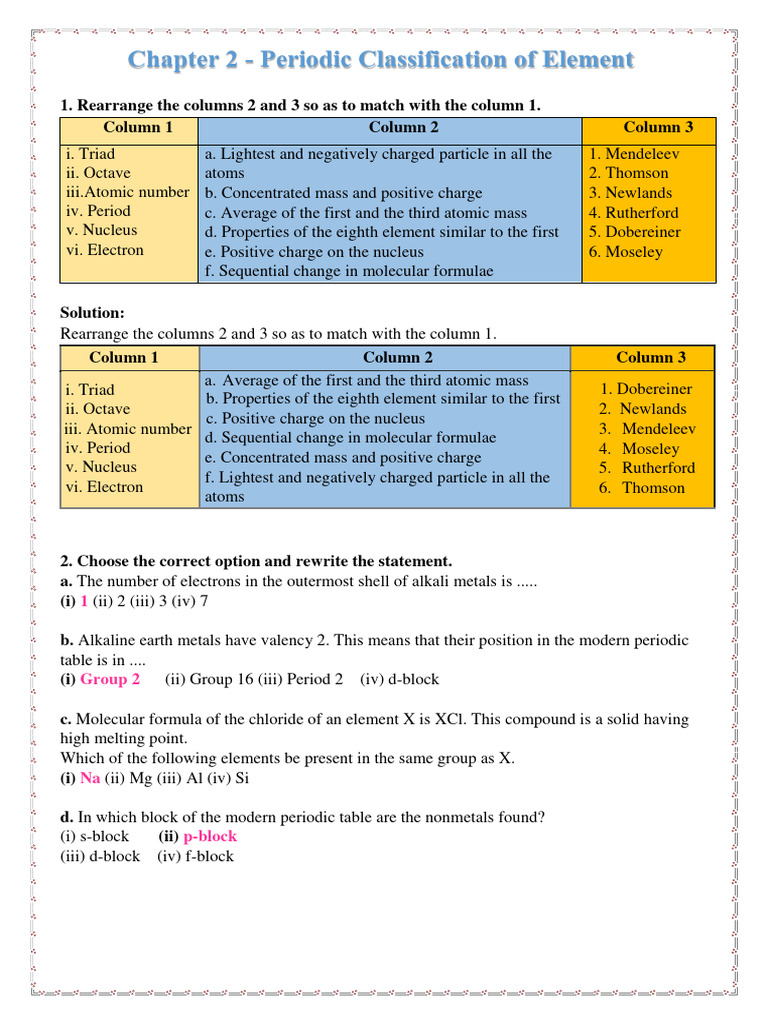 Periodic Classification of Element | PDF | Periodic Table | Atoms