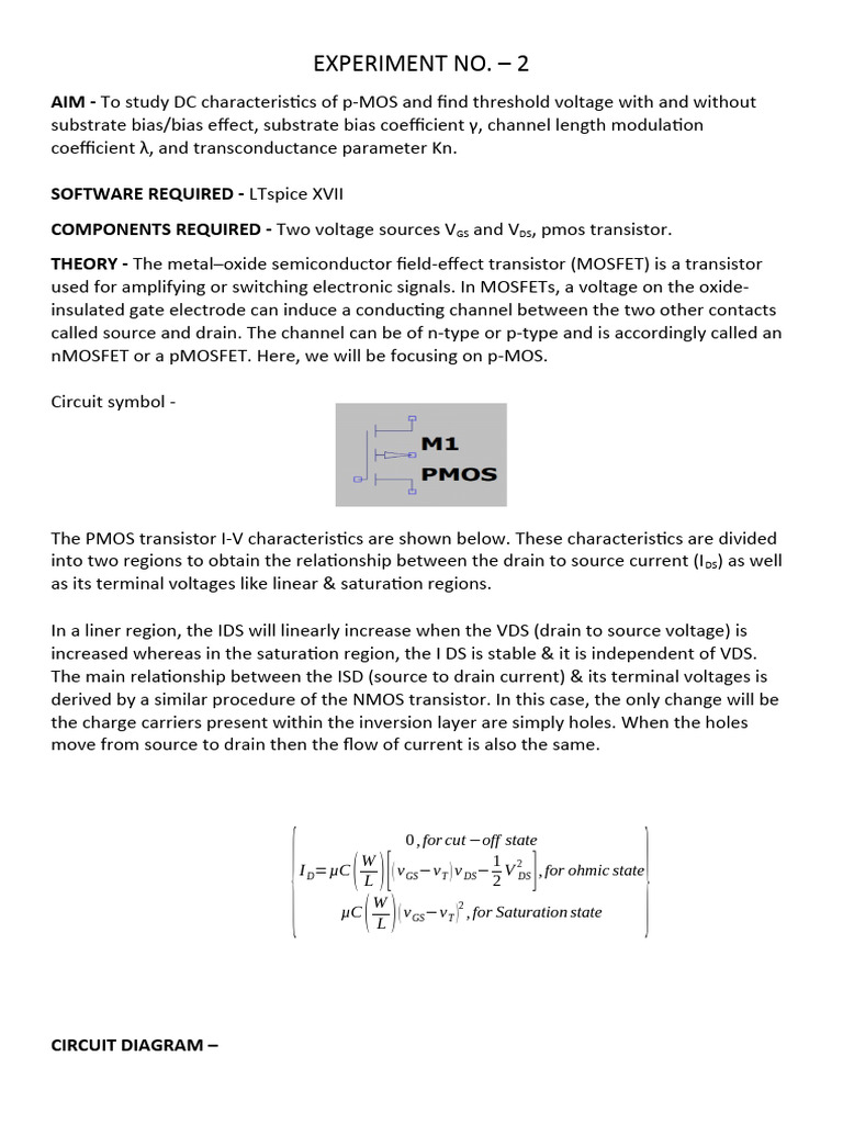 VLSI Exp 2 | Download Free PDF | Mosfet | Field Effect Transistor