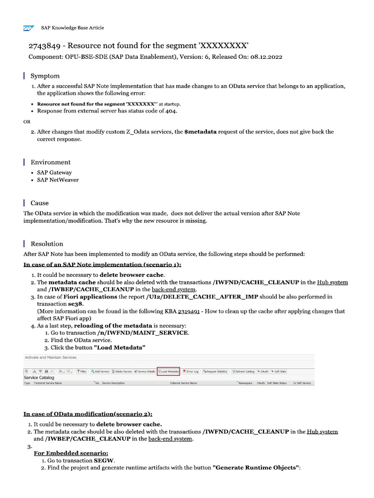 Load Metadata of Odata Service After Change | PDF