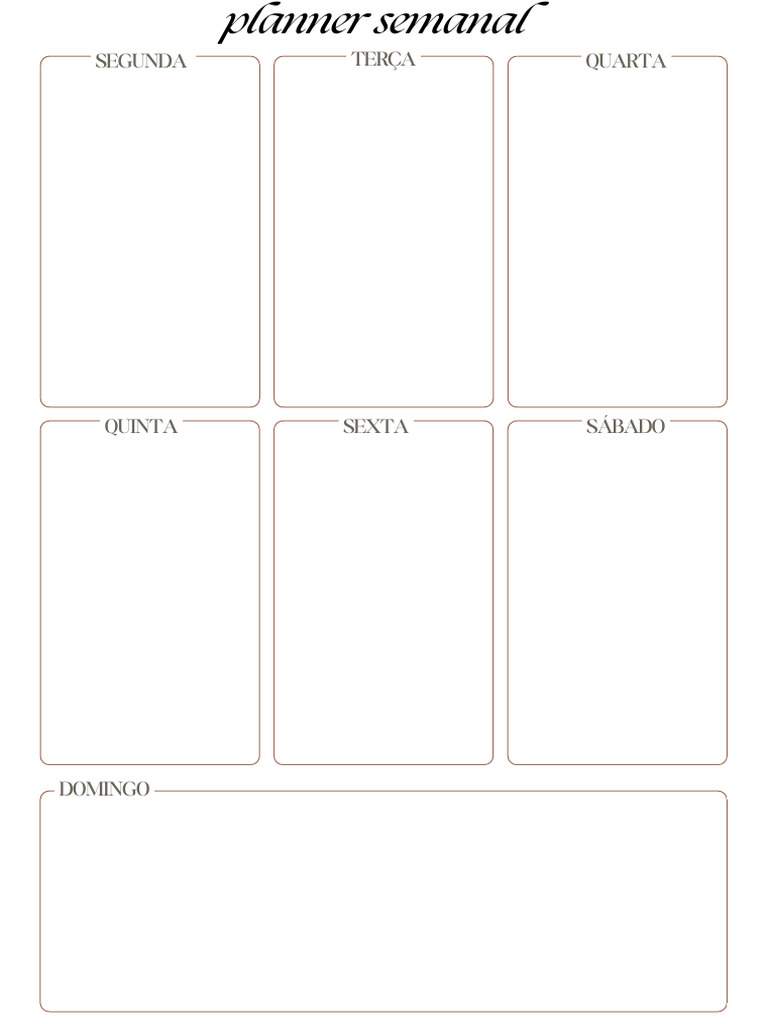 Folha de Planejador Semanal Minimalista Documento A4 | PDF