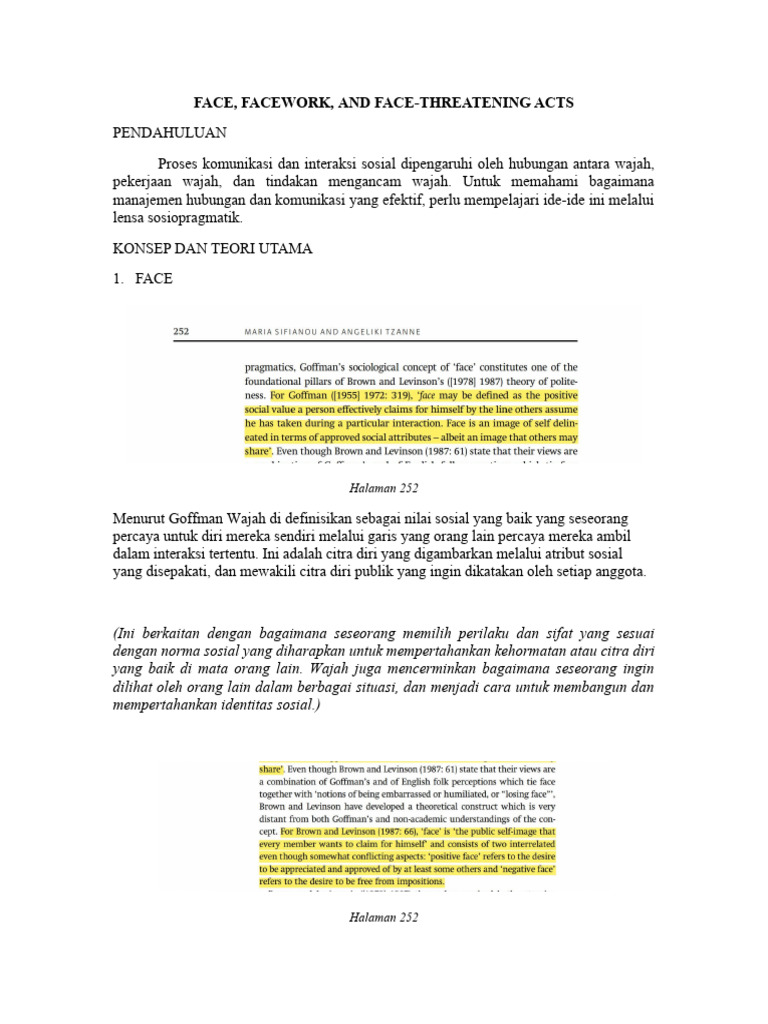 MATERI PRESENTASI - Face Facework and FTA | PDF | Ilmu Sosial