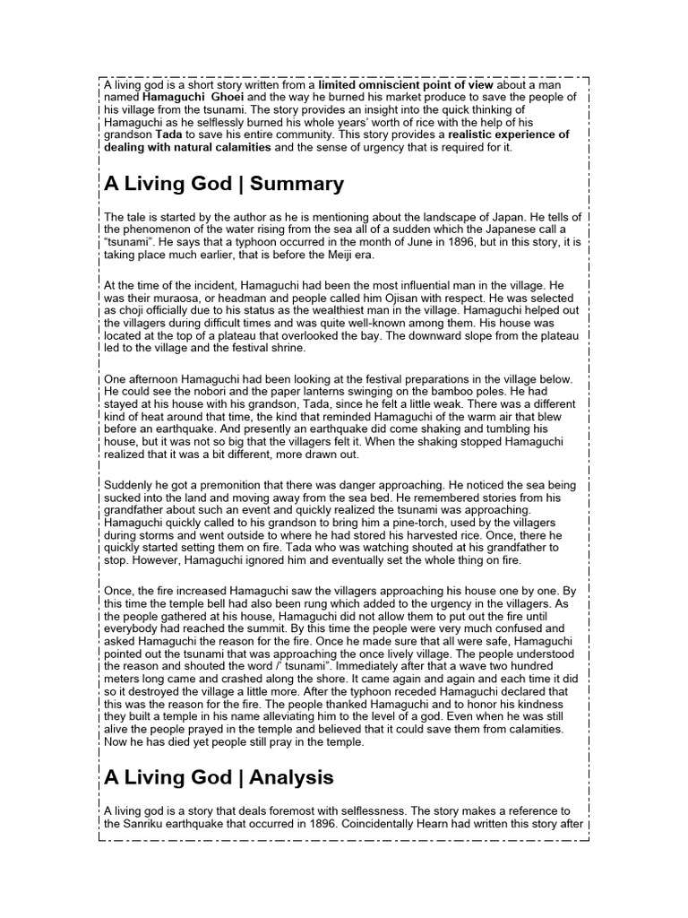 A Living God | PDF | Narration | Tsunami