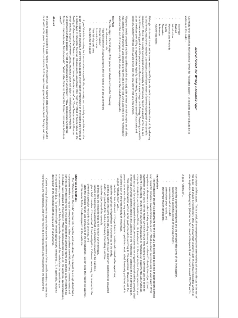 General Format for Writing a Scientific Paper | PDF | Citation | Publishing