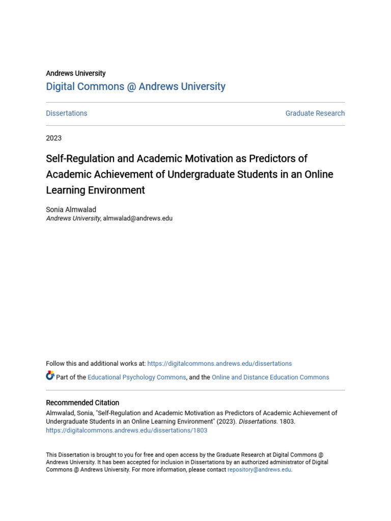Self-Regulation and Academic Motivation As Predictors of Academic | PDF ...