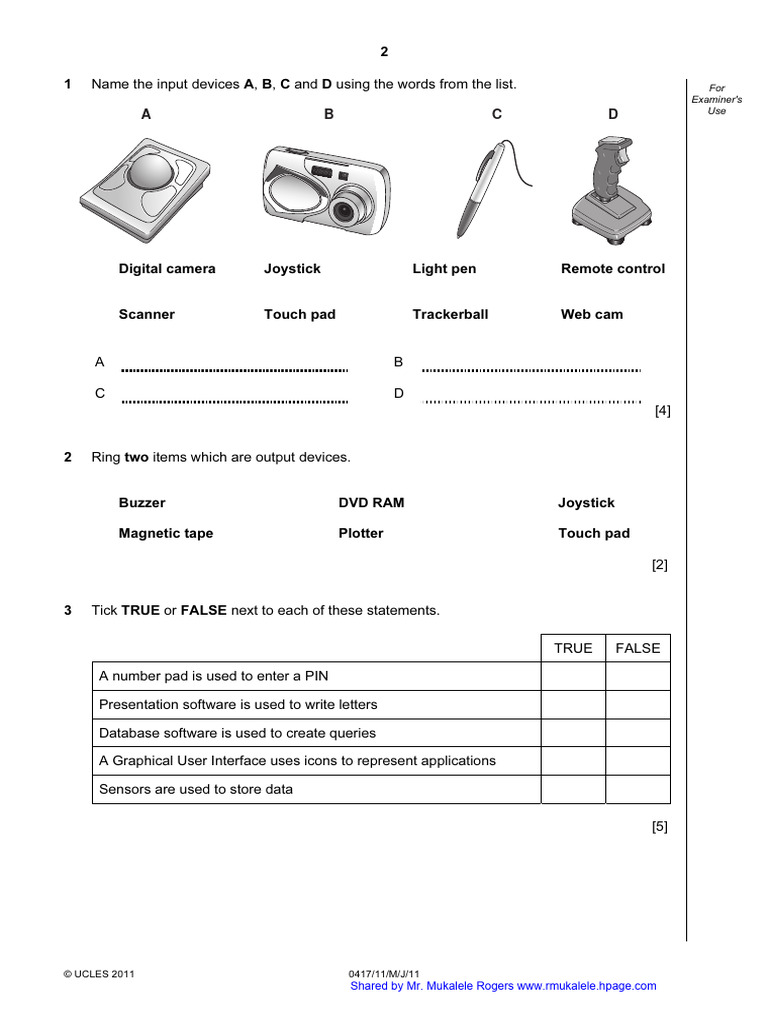 Ict Question Paper Plus Marking Guide Igcse Mayjun 2011 | PDF ...