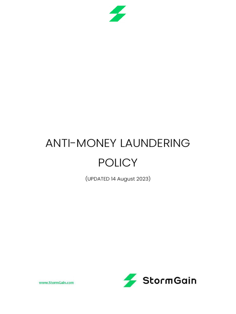 Aml Policy | PDF | Money Laundering | Terrorism Financing