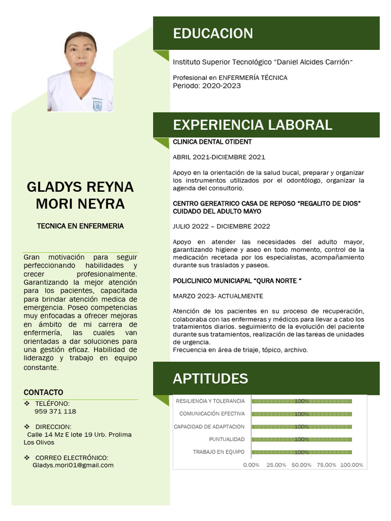 Curriculum Vitae - Gladys Mori | PDF | Enfermería | Salud mental