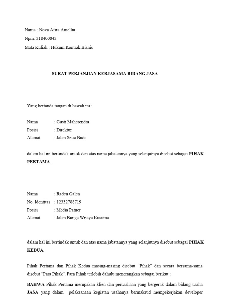 Tugas Kontrak Bisnis Nopa | PDF