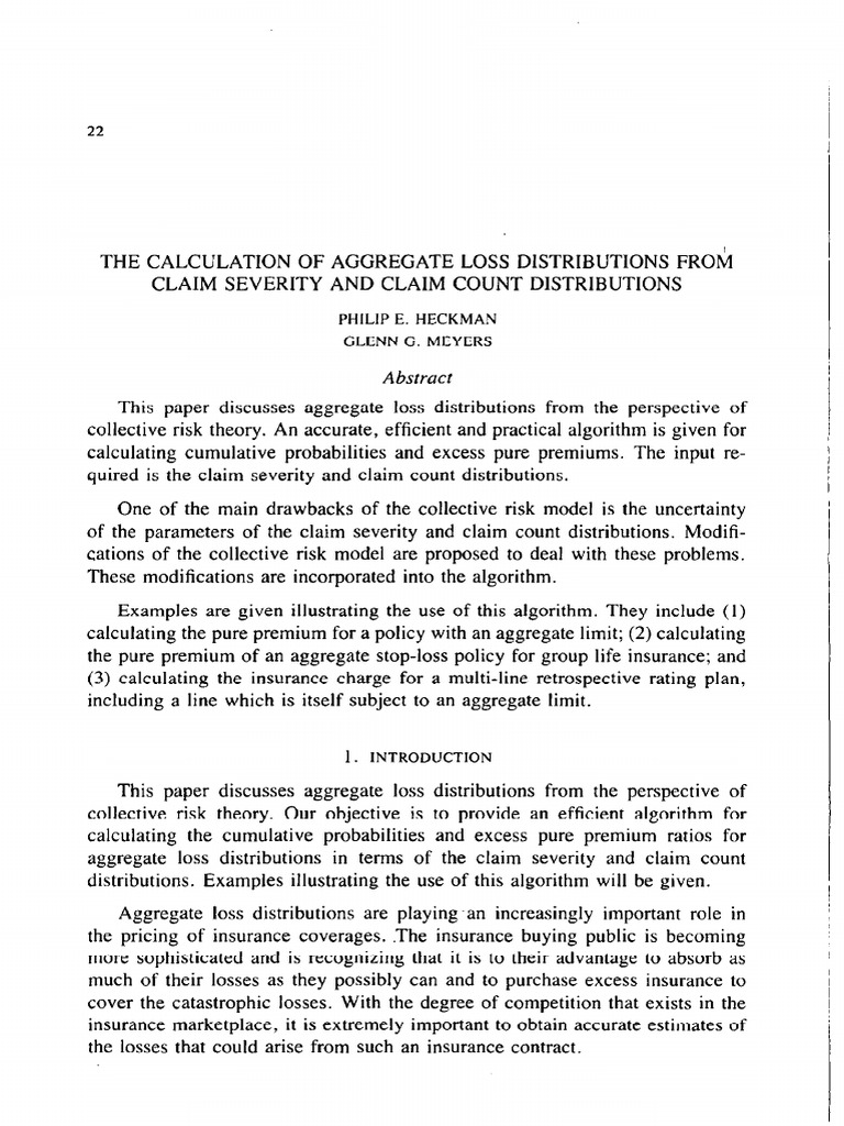 Aggregate Loss Distribution Calculation | PDF | Probability Distribution | Distribution ...