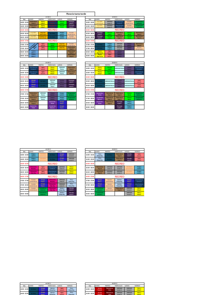 Horario Sec. Por Curso 2024 | PDF | Observación | Ciencias Naturales