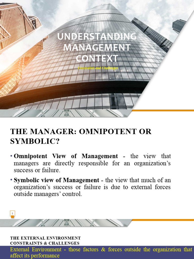 Understanding Management Context - CH 2 | PDF | Natural Environment | Organizational Culture
