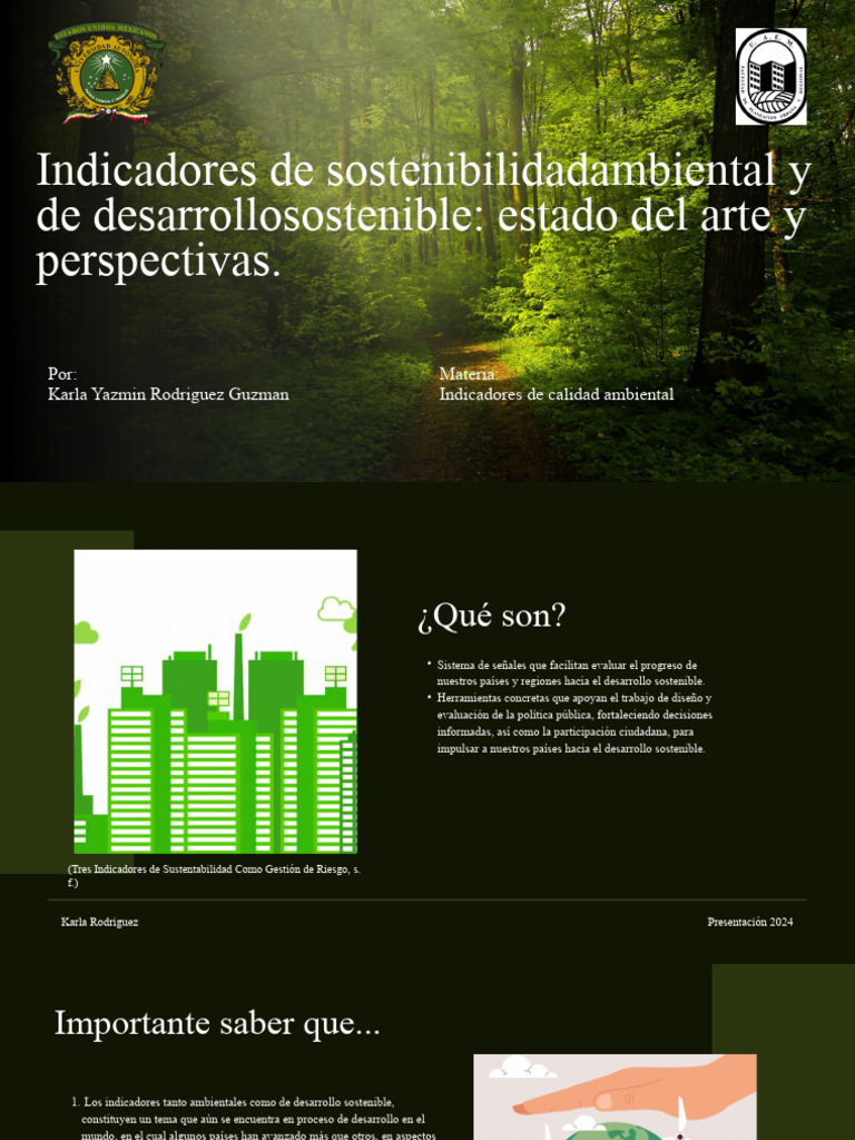 Presentación Sobre Indicadores Ambientales | PDF | Desarrollo sostenible | Sustentabilidad