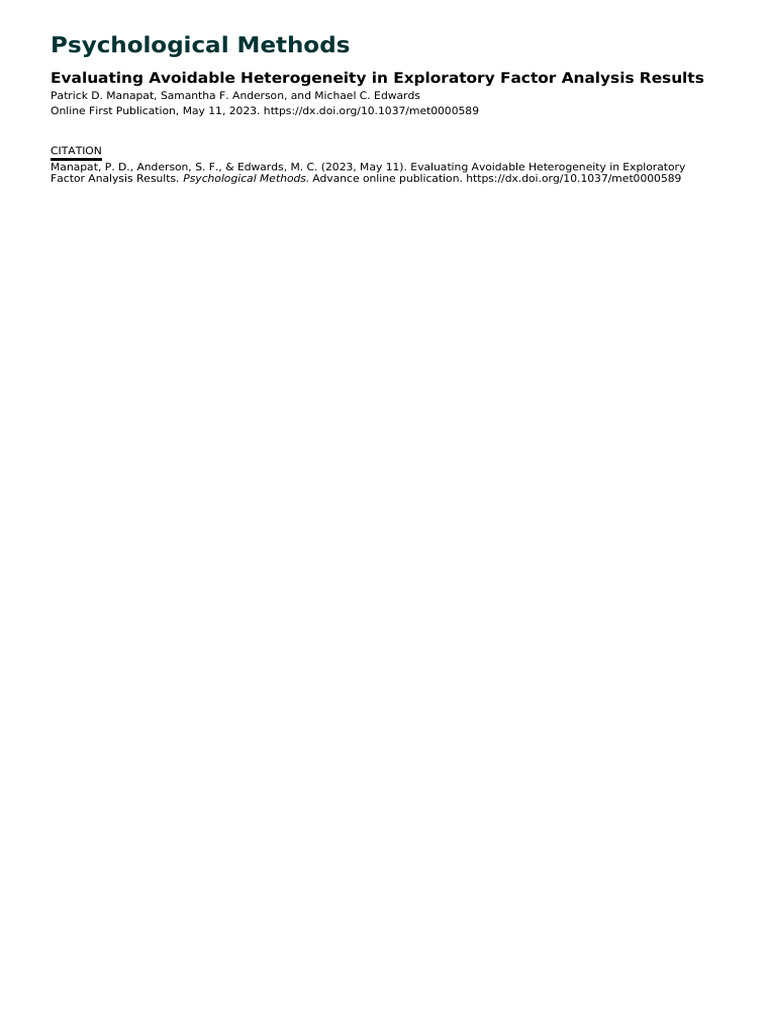 Manapat 2023 - EFA | PDF | Psychometrics | Factor Analysis