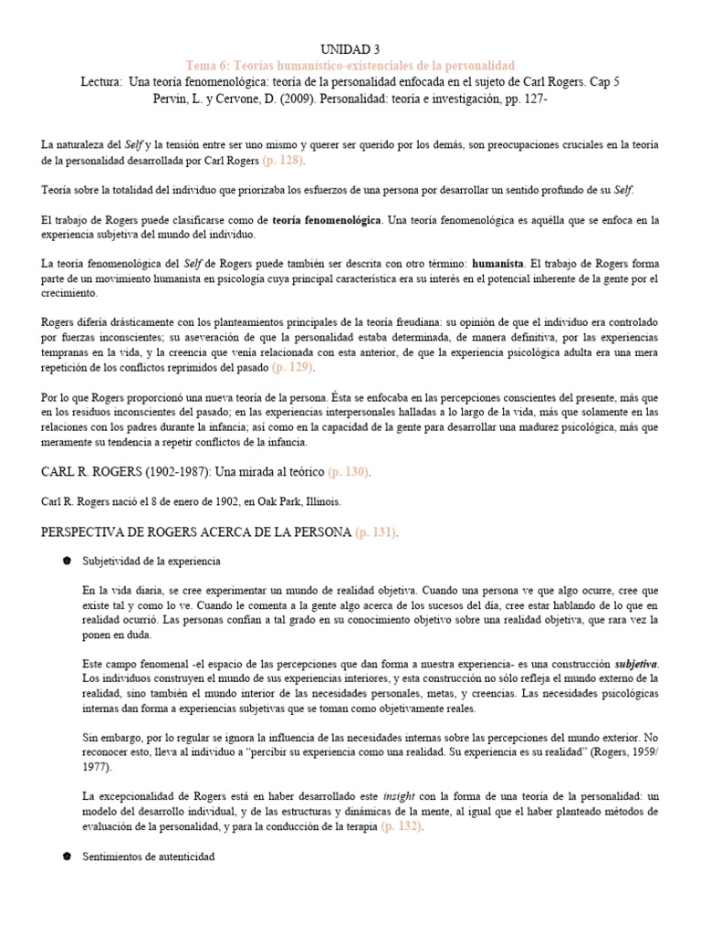Pervin y Cervone (2009) Cap 5-Anotaciones | PDF | Experiencia | Sicología