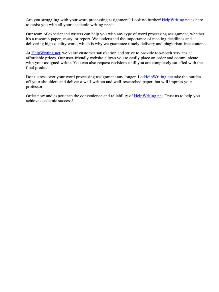 Word Processing Assignment | PDF | Word Processor | Microsoft Word Word Processing Assignment | PDF | Word Processor | Microsoft Word