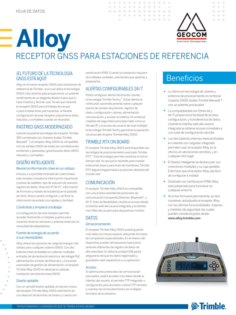 Data Sheet Trimble Alloy | Descargar gratis PDF | Wifi | Protocolo de ...