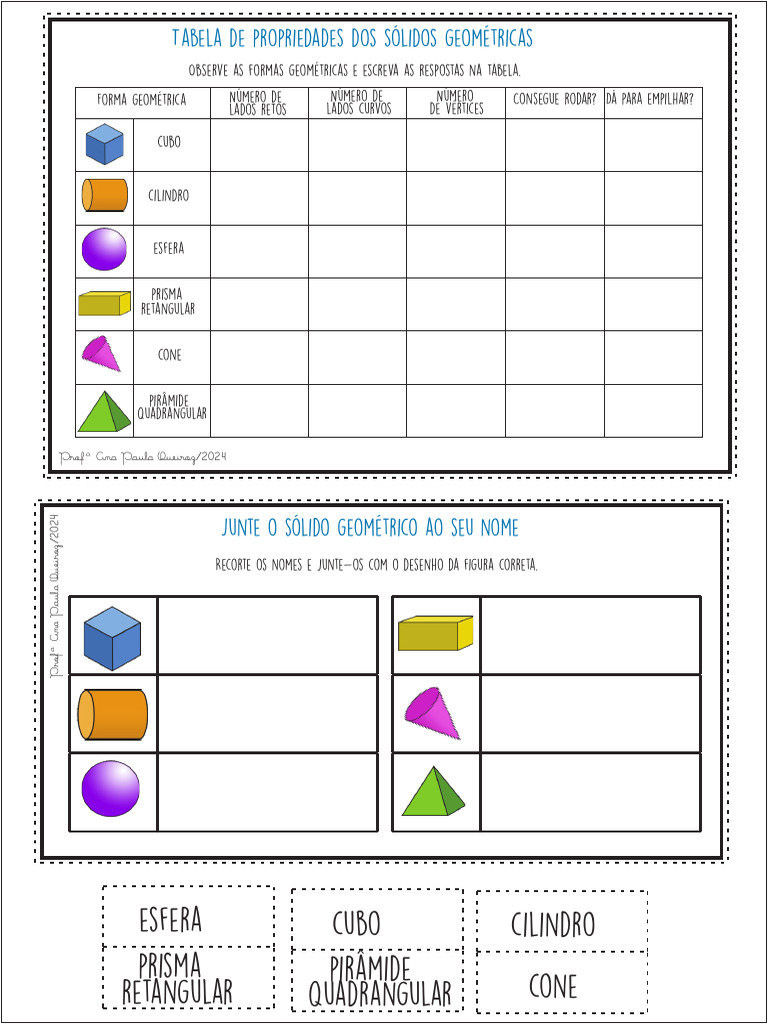 Atividade de Sólidos Geométricos para Estudantes | PDF