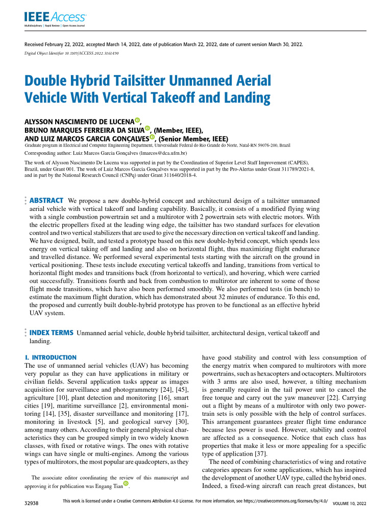 Double Hybrid Tailsitter Unmanned Aerial Vehicle With Vertical Takeoff ...