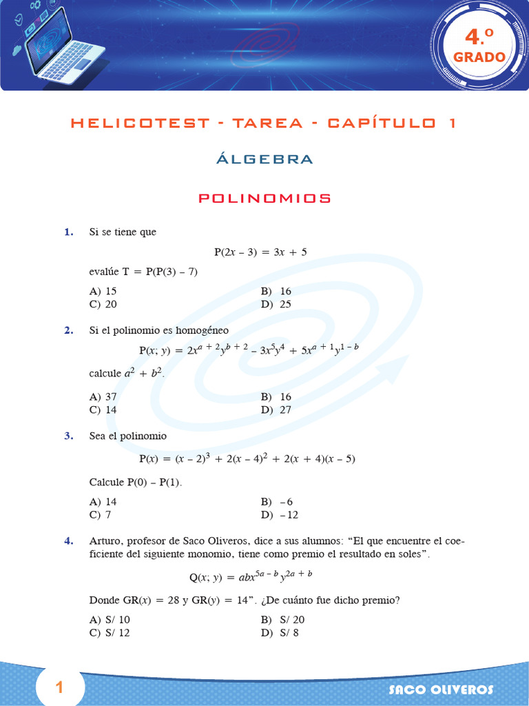 2 Alg 4º Cap1 Preg Tarea 24 | PDF