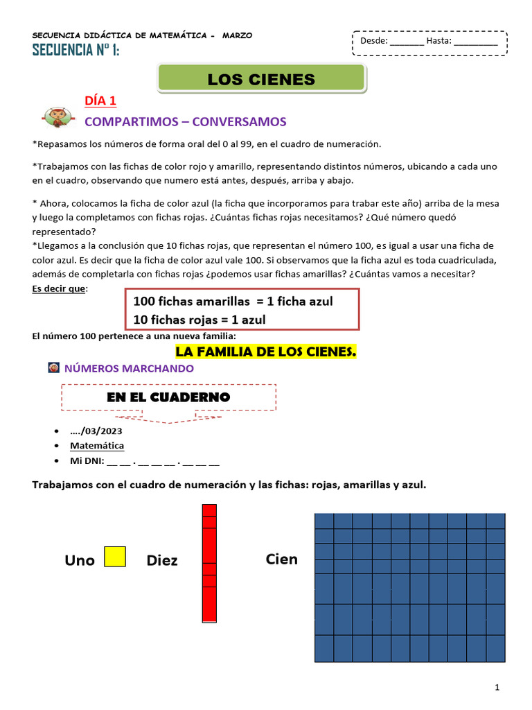 Secuencia Matematica N°1 Los Cienes | Descargar gratis PDF | Matemáticas