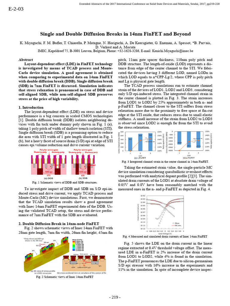 Single and Double Diffusion Breaks in 14Nm Finfet and Beyond | PDF ...