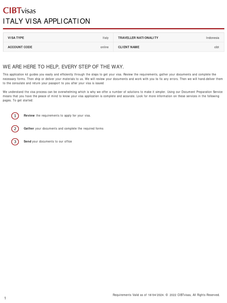 Italy Visa Application Kit | Download Free PDF | Travel Visa | Passport