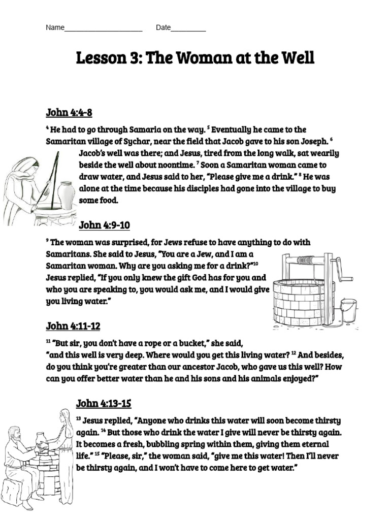 The Woman at The Well Bible Lesson 3 | PDF