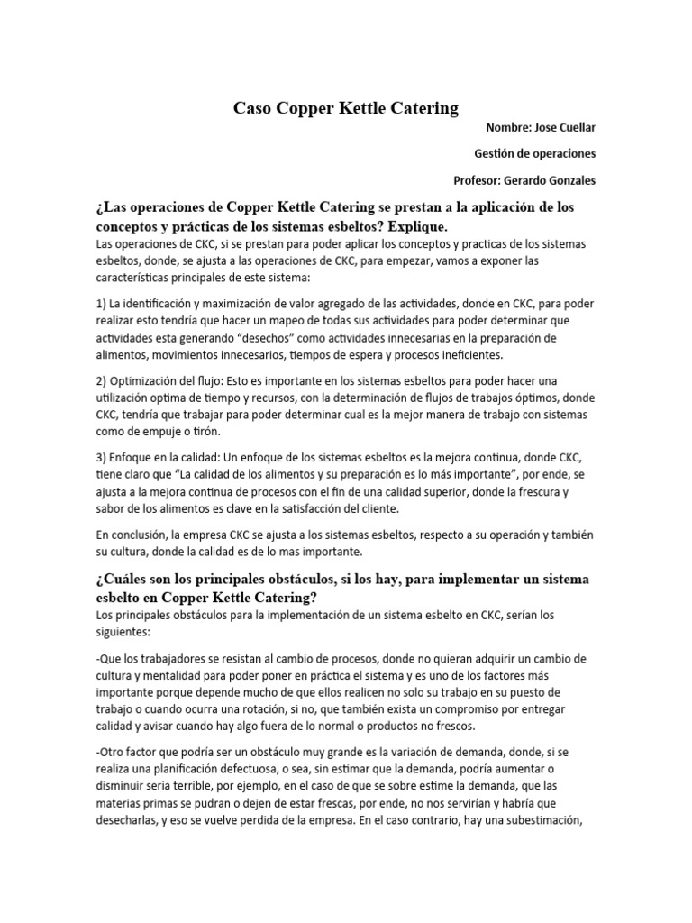 Examen Gestion de Operaciones - Jose Cuellar | PDF