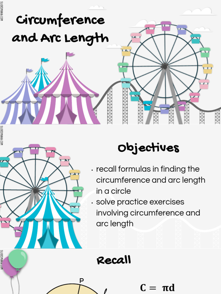 Circumference and Arc Length Exercises | PDF | Circle | Angle