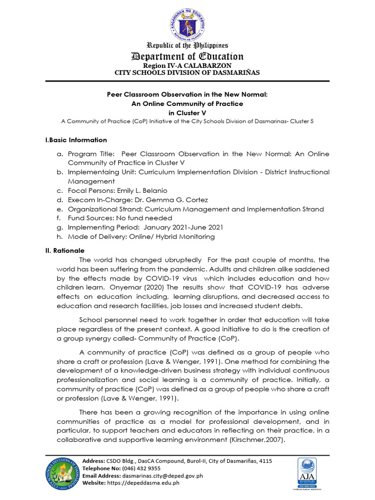 Cop Final 2021 Pdf Teachers Cognition