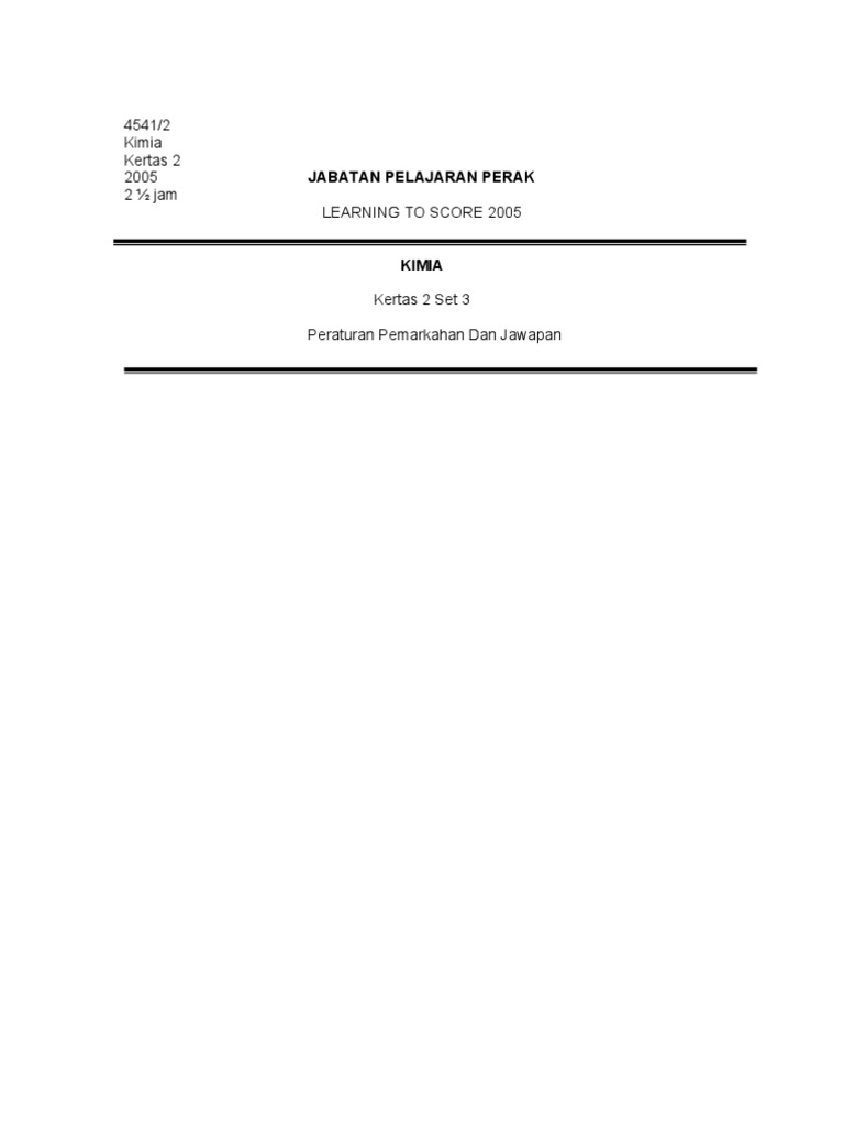 Kimia Skema SPM Kimia k2 Set 3 | PDF