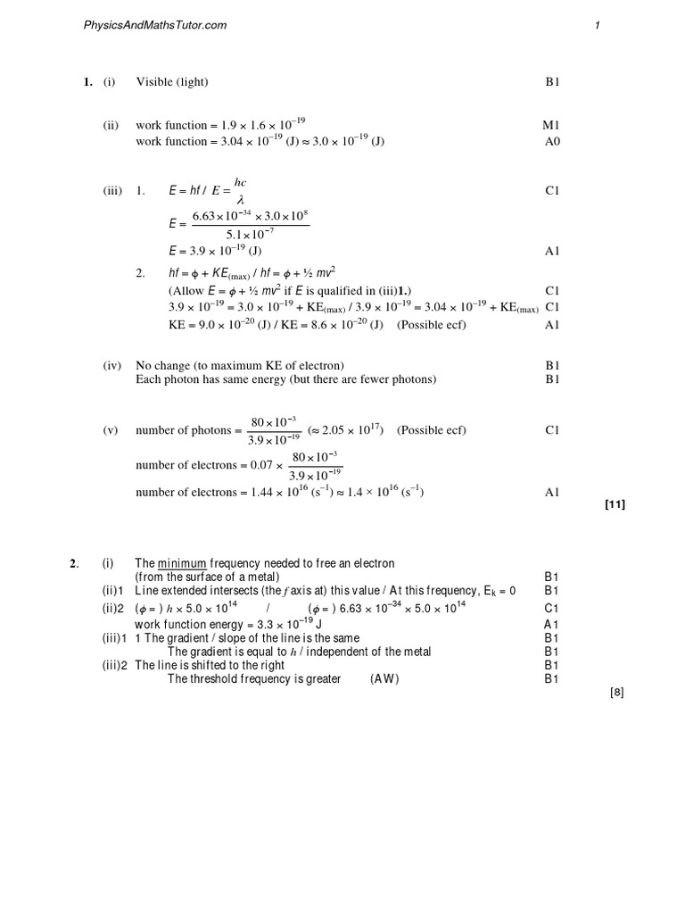 2.5 Quantum Physics MS | PDF | Photoelectric Effect | Electron