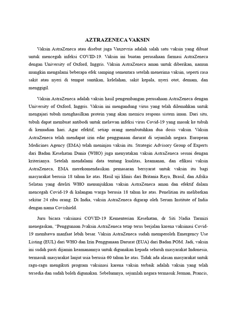Aztrazeneca Vaksin | PDF